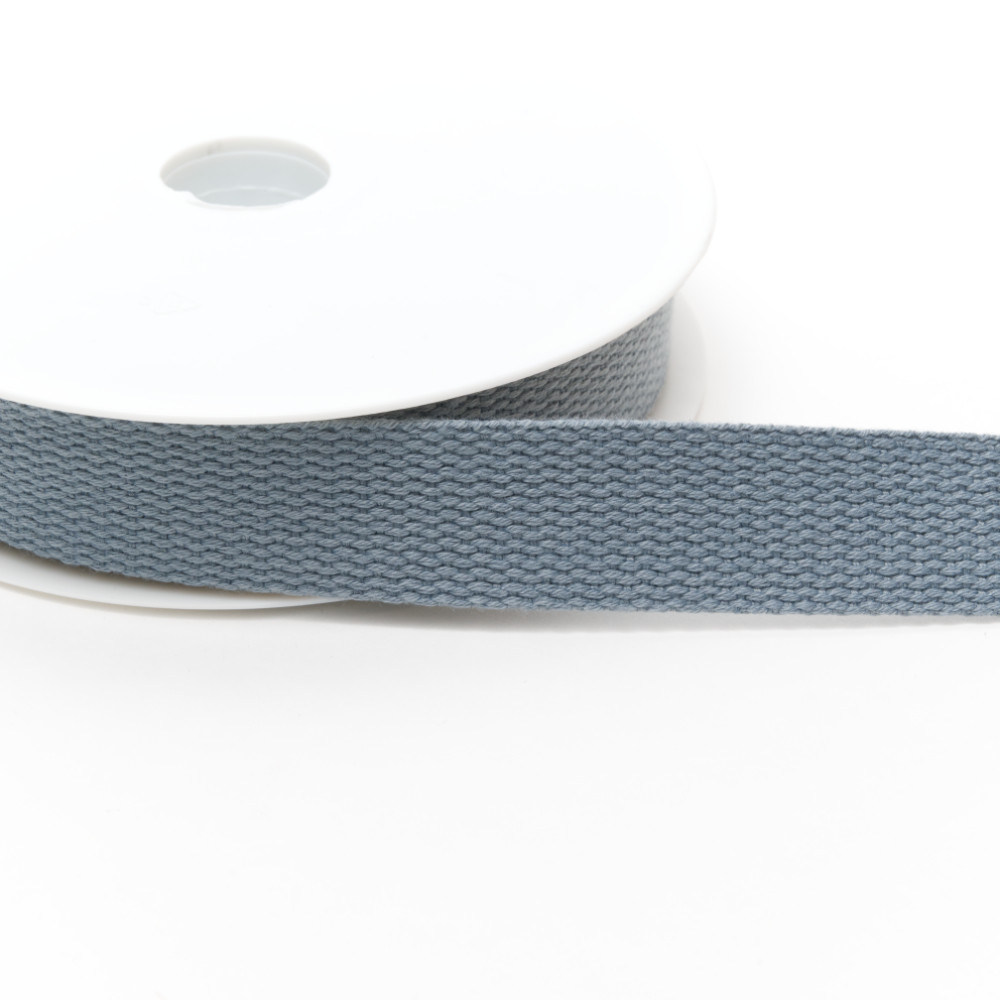 Webbing / Tape: Cotton Basket Weave Webbing- 25mm Wide- Grey